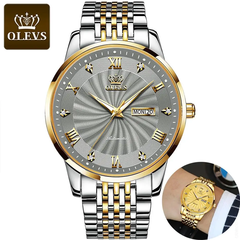 Olevs Men Mechanical Watch Luminous Hands Luxury Automatic Watch Sport ...
