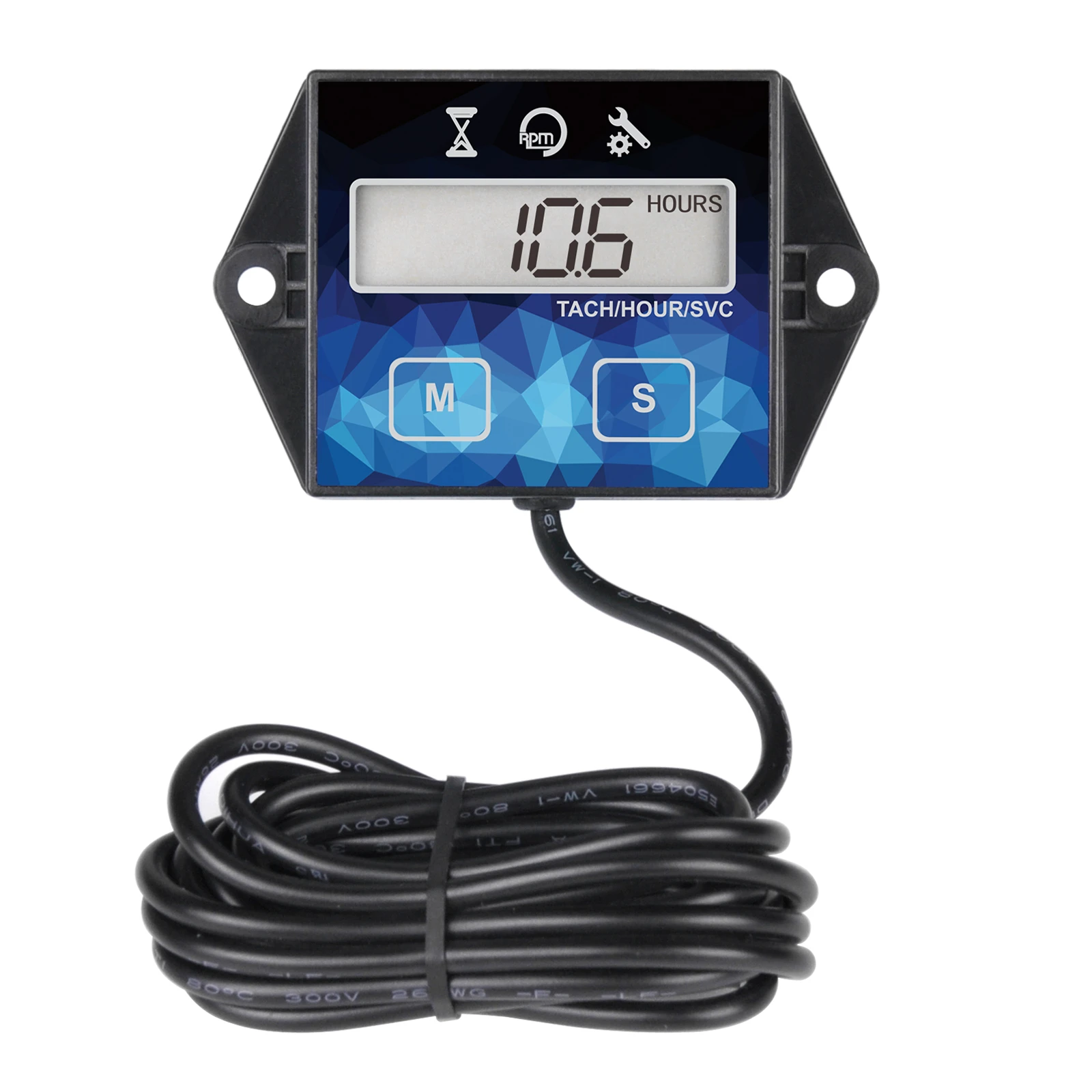 Small Digital Engine Tachometer Hour Meter Gauge Track Oil Change ...