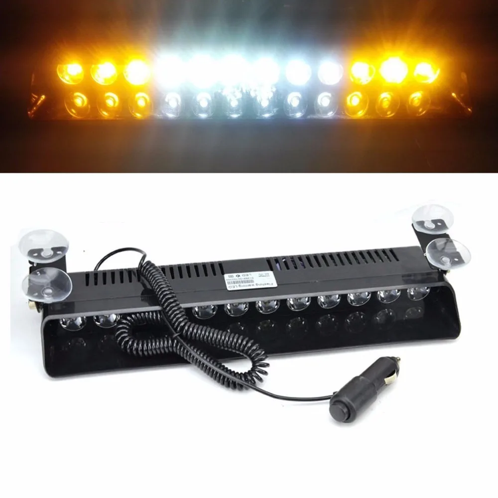 12-LED-Car-Truck-Beacon-Warning-Windshield-Hazard-Flash-Strobe-Light ...