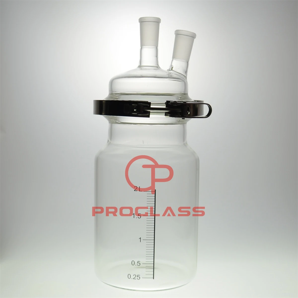 2000ml 24/ 40 2-neck, glass Cylinder Reactor,2 Litre Flat Bottom ...