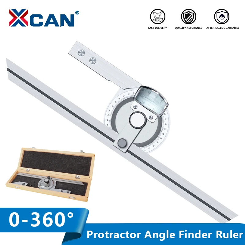 Xcan Angle Ruler Protractor 0-360 Dgeree Angle Finder Ruler Measuring ...