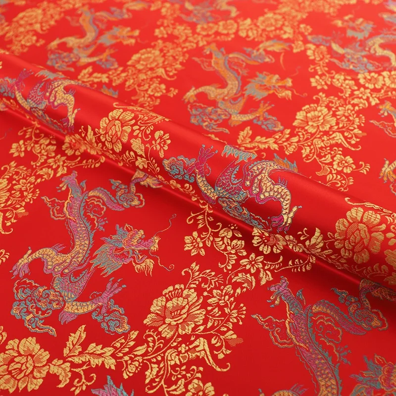 vintage-dragon-satin-fabrics-brocade-jacquard-pattern-DIY-patchwork ...