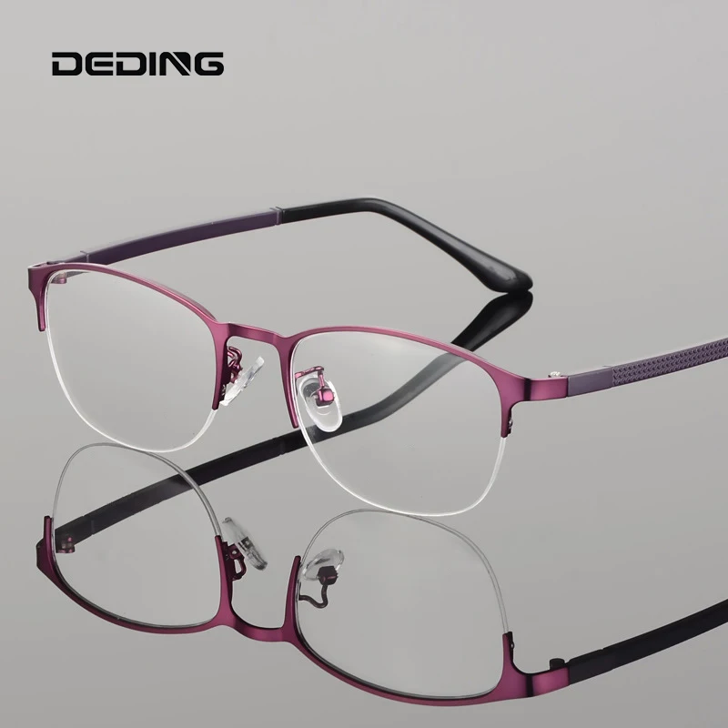 Fashion-Half-Rim-Round-Glasses-Frame-Women-Alloy-Superlight-Optical ...
