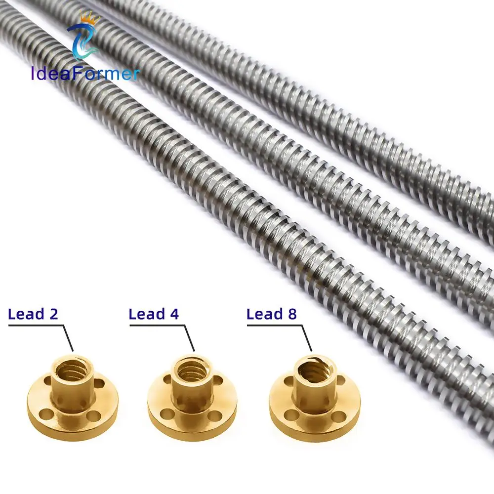 2 Set T8 Diameter 8mm Pitch 2mm Lead 2/4/8mm Trapezoidal Spindle Lead ...
