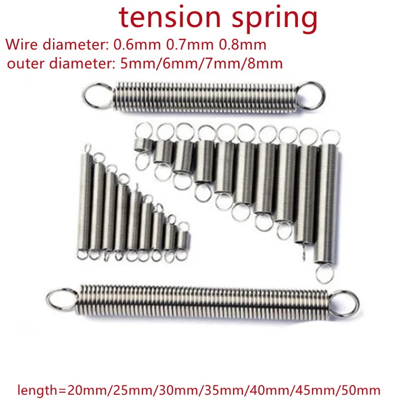 5-10pcs-lot-extension-spring-0-6mm-0-7mm-0-8mm-stainless-steel-Tension ...