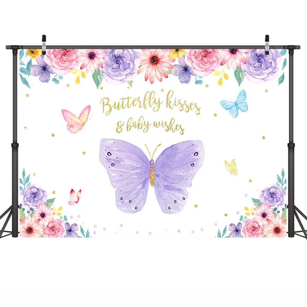 Butterfly Backdrop Birthday Butterfly Kisses and Birthday Wishes Custom ...