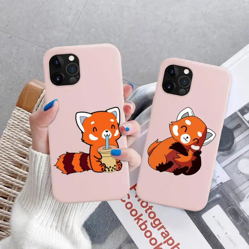 Red-Panda-Phone-Case-Soft-Solid-Color-for-iPhone-11-12-13-mini-pro-XS ...