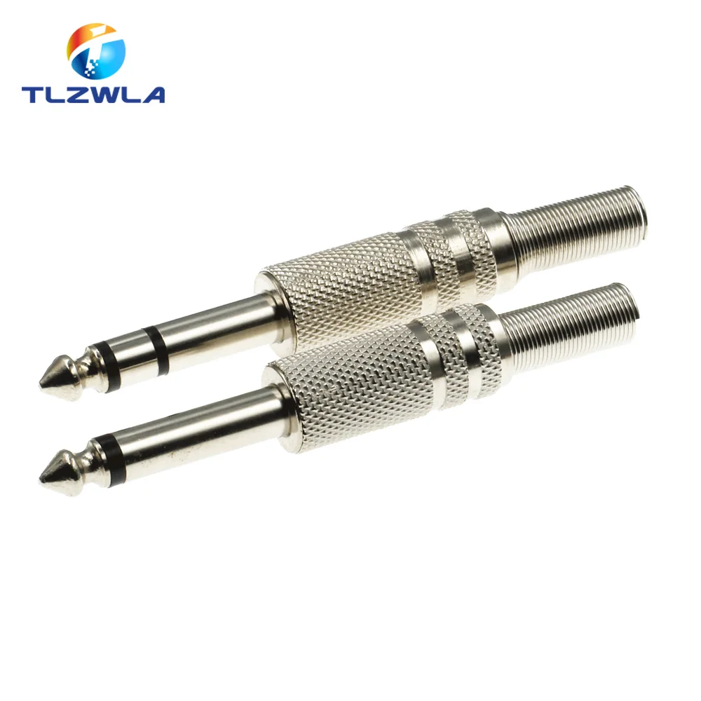 2PCS-6-35mm-Dual-Track-6-5mm-Mono-Amplifier-Plug-Metal-Microphone-jack ...