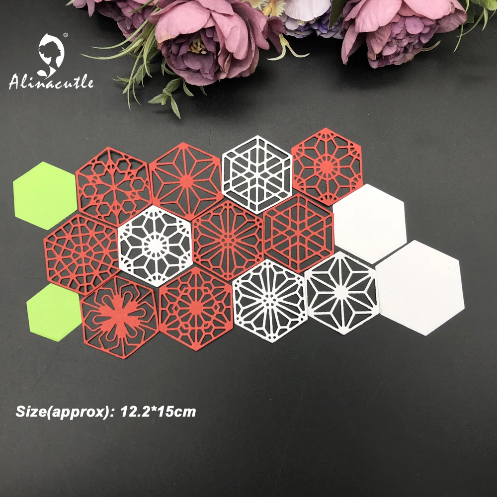 Metal-Cut-Dies-9pc-Hexagon-Frame-Scrapbooking-Paper-Craft-Handmade-Card ...