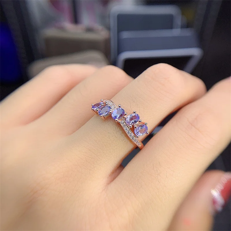 New-Natural-Tanzanite-Ring-925-Silver-Inlaid-Natural-Tanzanite-Women-s ...