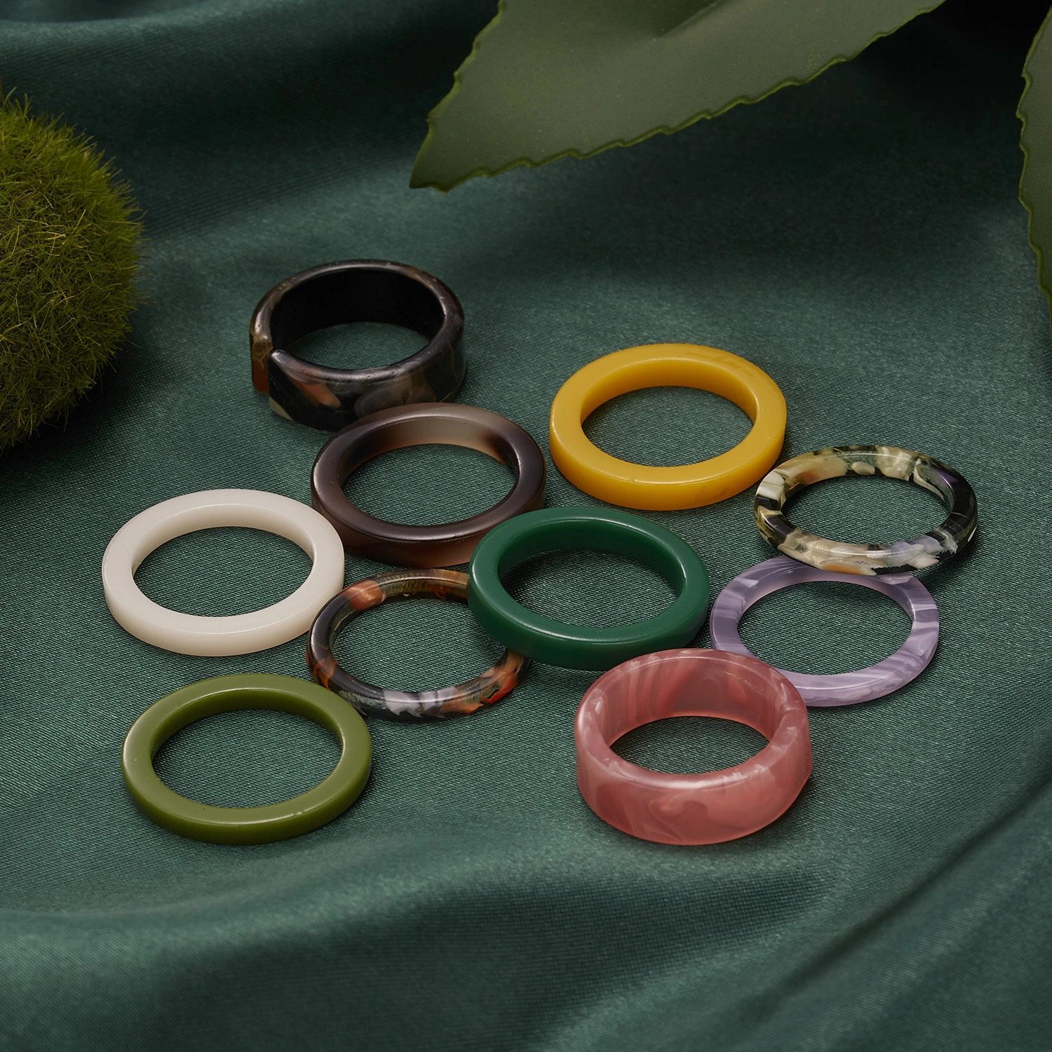 10 Pcs/Lot Mixed Color Rings New Trendy Korean Simple Colorful Resin ...