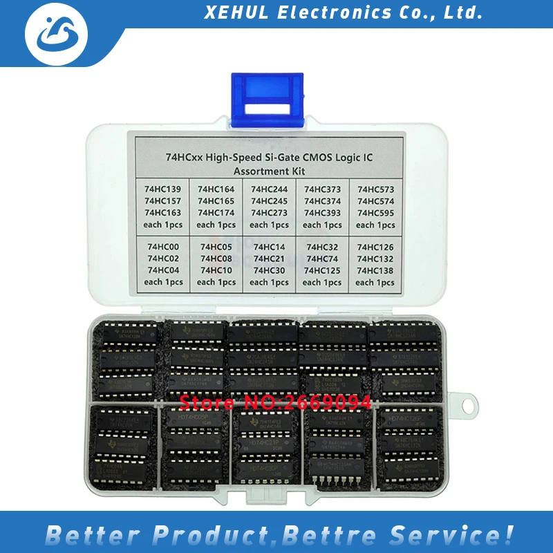 30 Types 74HCxx Series Logic IC Assortment Kit, High-Speed Si-Gate CMOS IC.