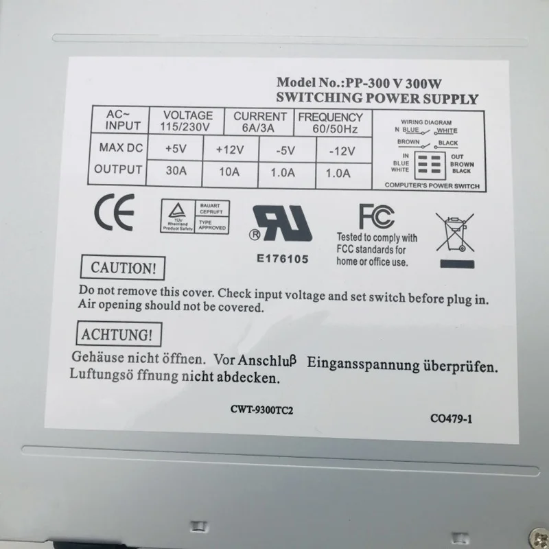 Original PSU For Antec AT With Switch P8P9 300W Switching Power Supply PP-300V SPI-300G ...