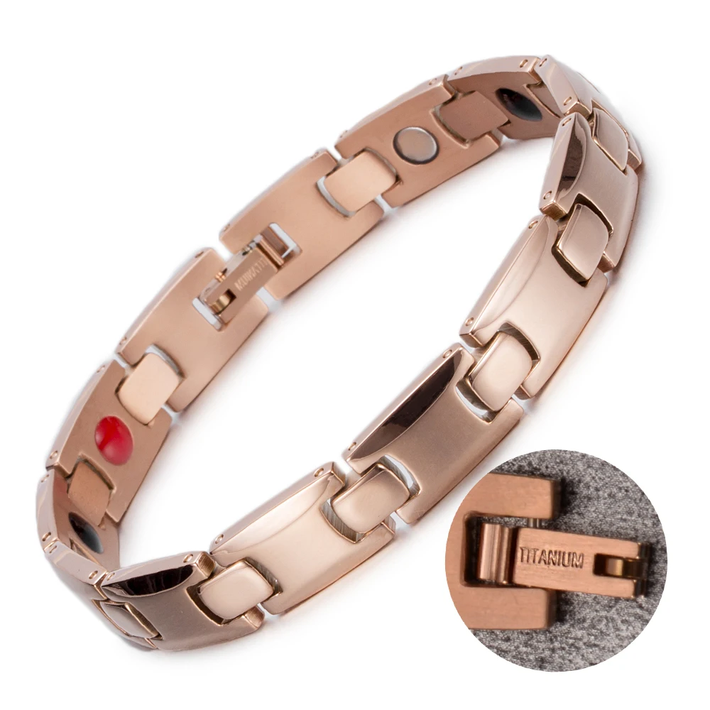Pure Titanium Magnetic Bracelet For Women Anti-allergy 10mm Rose Gold ...