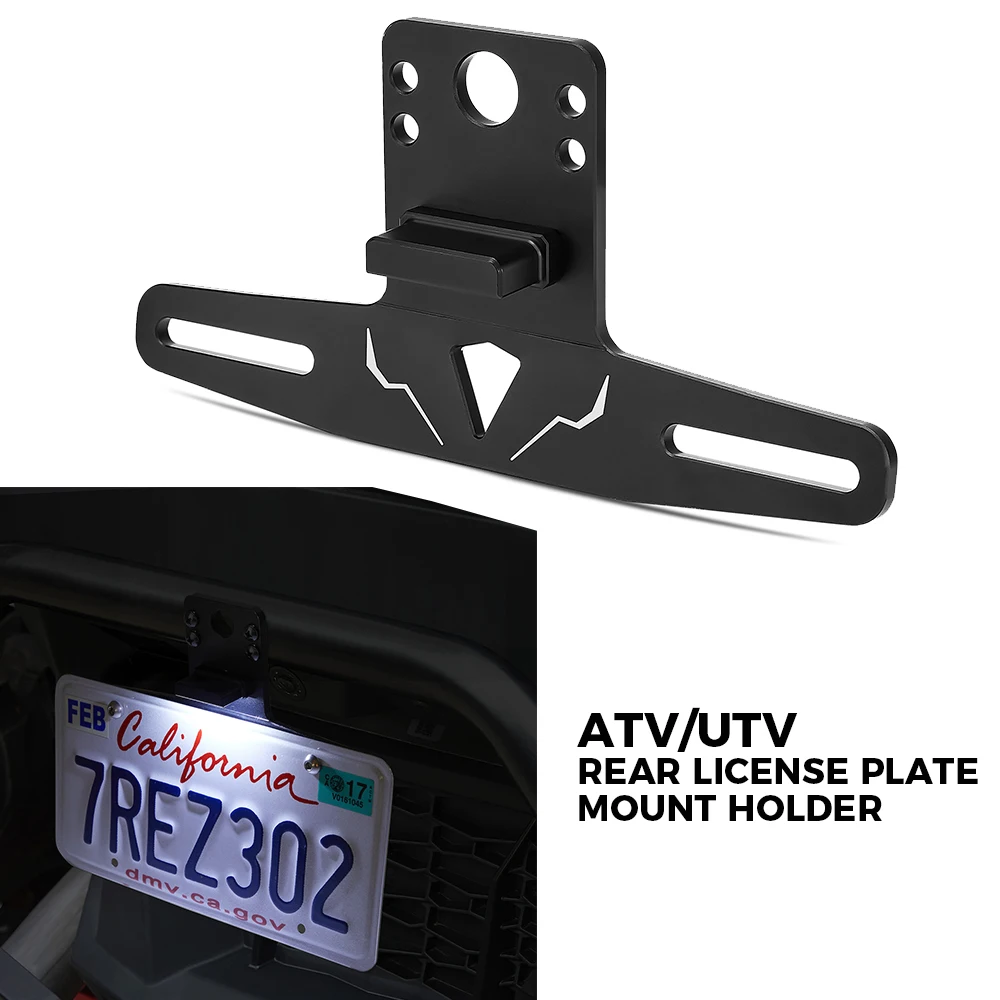 Atv/utv Rear License Plate Mount Holder Quad For Polaris Rzr Sportsman ...