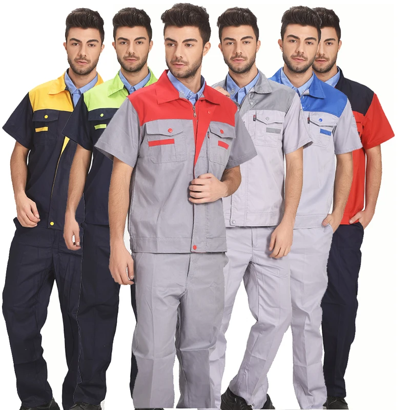 Auto-Car-Repairing-Workwear-Short-Sleeve-Suit-Clothes-Men-Protective ...
