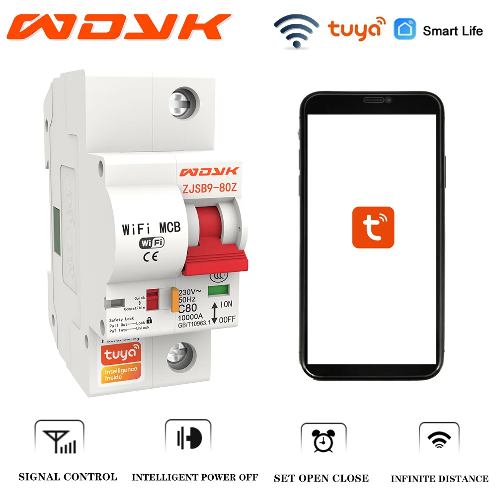 Wdyk 1p interruptor de circuito inteligente wi fi interruptor automático controle remoto ...