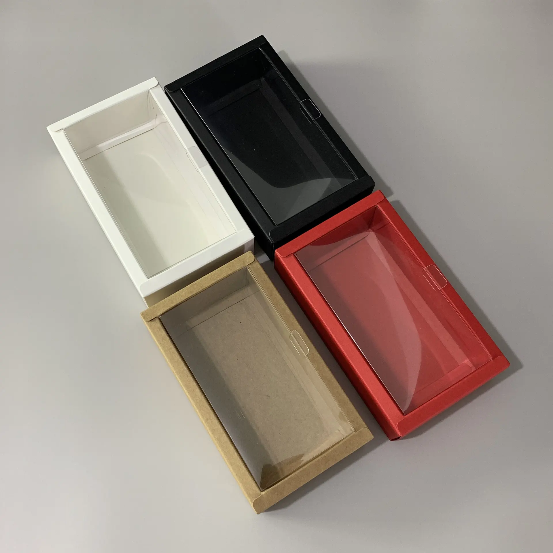 10pcs Kraft Box Paper Cake Pvc Window | Kraft Box Transparent Window ...