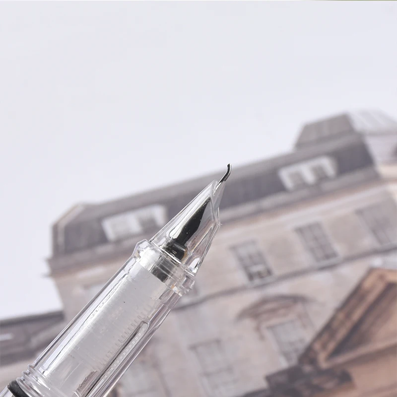 Piston Filler Transparent Fountain Pen Bent Nib 0.7mm Calligraphy Pen ...