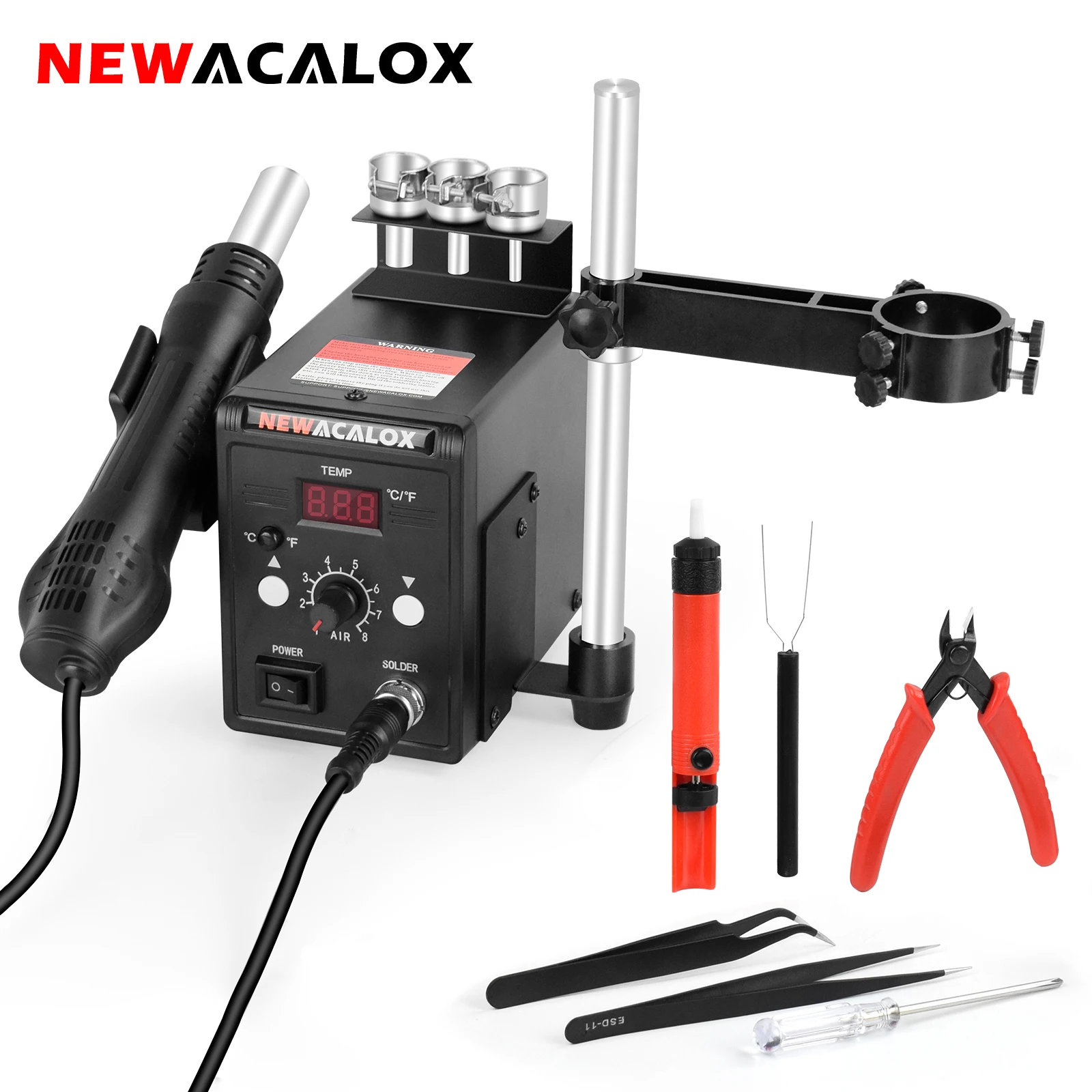NEWACALOX 110V/220V 700W PCB Rework Station LCD Temperature Adjustable ...