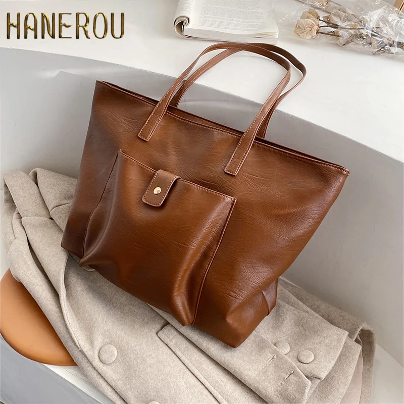 Ladies Large Handbags Soft PU Leather Women Shoulder Bag Big Capacity ...