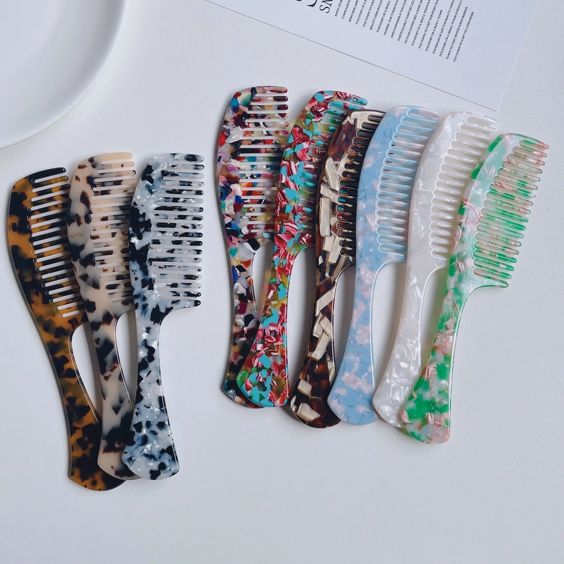 Acetate Comb Household Hairdressing Retro Marbled Dual purpose Hair ...