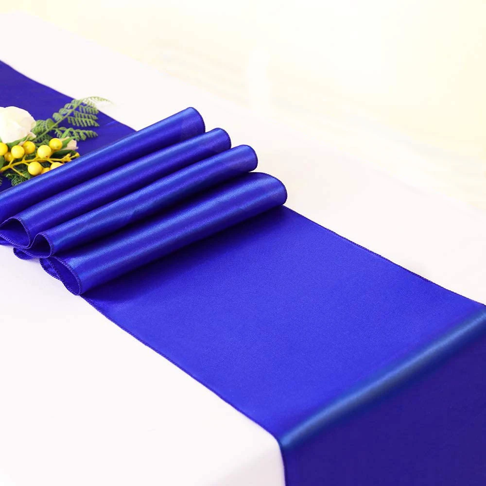 10PCS Royal Blue Satin Table Runners Luxury Wedding Party Banquet ...