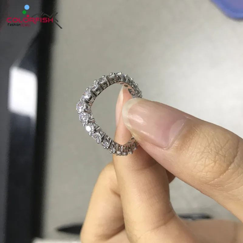 COLORFISH Anillo de Plata de Ley 925 con curva en V para mujer, sortija ...