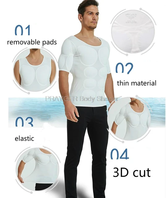 Men ABS Invisible Pads Shaper Fake Muscle Chest Tops Soft Protection ...