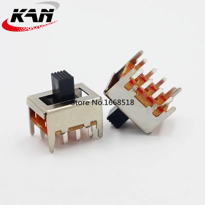 50PCS SS 23F06 2P3T Double pole three throw 3 position slide switch 8 ...
