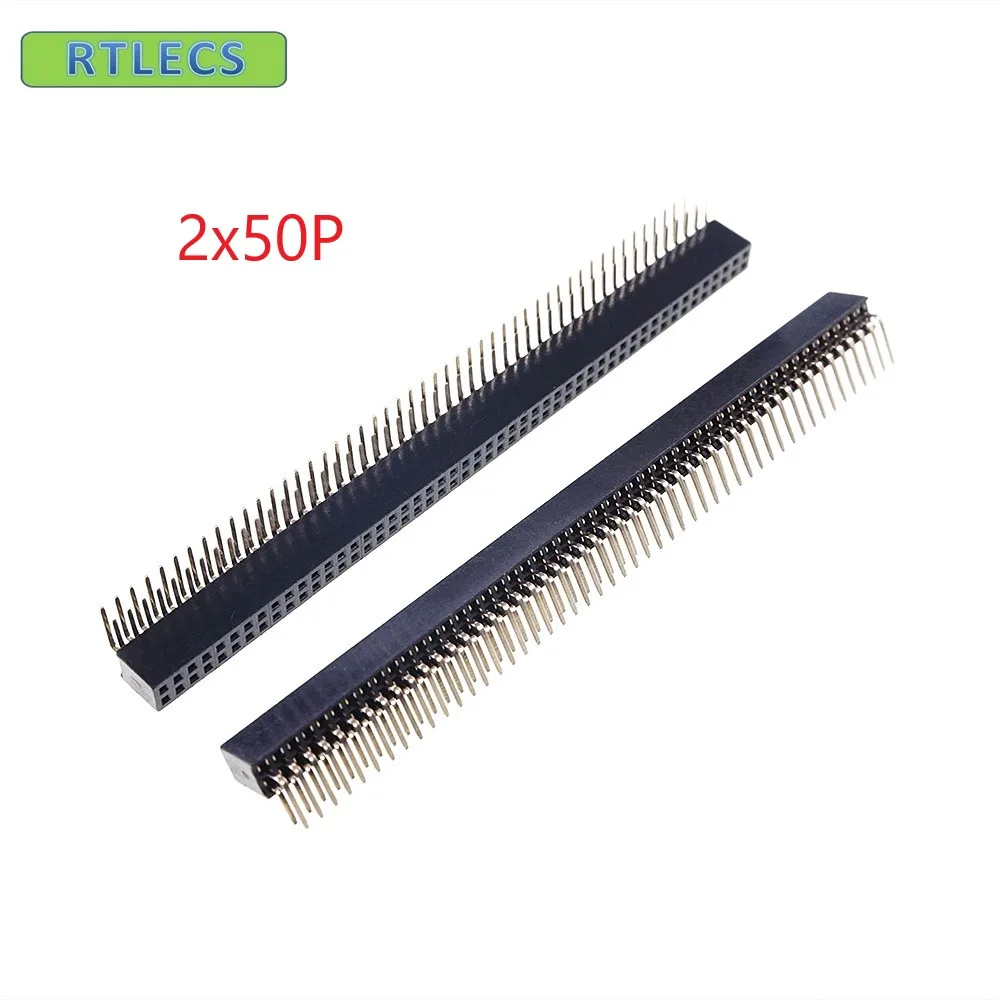 200pcs 2x50 100 핀/1x50 50 핀 1.27mm 피치 핀 헤더 암 소켓 스루 홀 pcb 직각 4.3mm 높이 ...