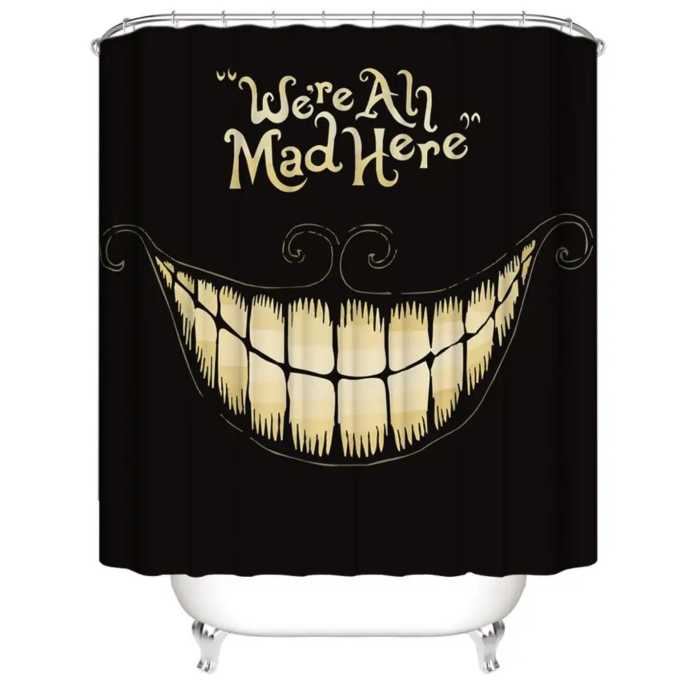Smile Face Alice in Wonderland Anime Waterproof Shower Curtains Shower ...