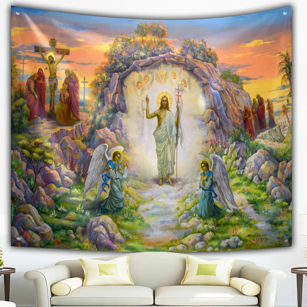 Nativity scene Tapestry Christian Art Fabric Wall Hanging Christ Jesus ...