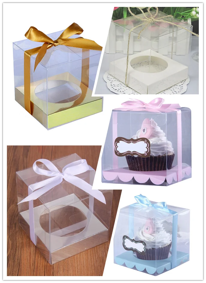 Cajas transparentes de PVC para cupcakes, caja de regalo de boda con ...