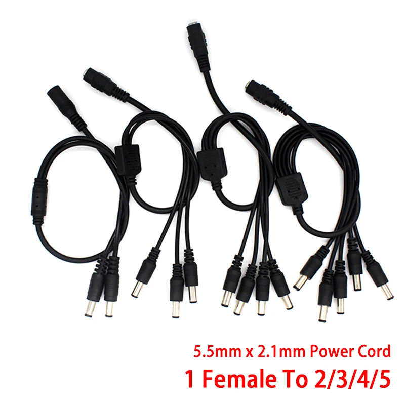 DC Power Splitter 12V 1 Female To 2 3 4 8 Male Cable Connector 5.5mm x ...