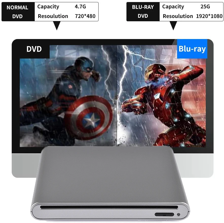 Graveur externe 3D Blu-Ray,lecteur DVD,USB 3.0,Blu Ray,CD,enregistreur,pour Windows XP-7-8-10 ...