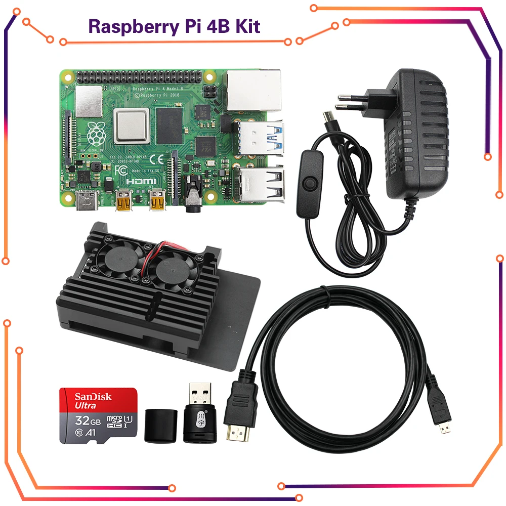 Original Raspberry Pi 4 Modell B 2GB 4GB 8GB Kit + Aluminium Fall + 3A ...