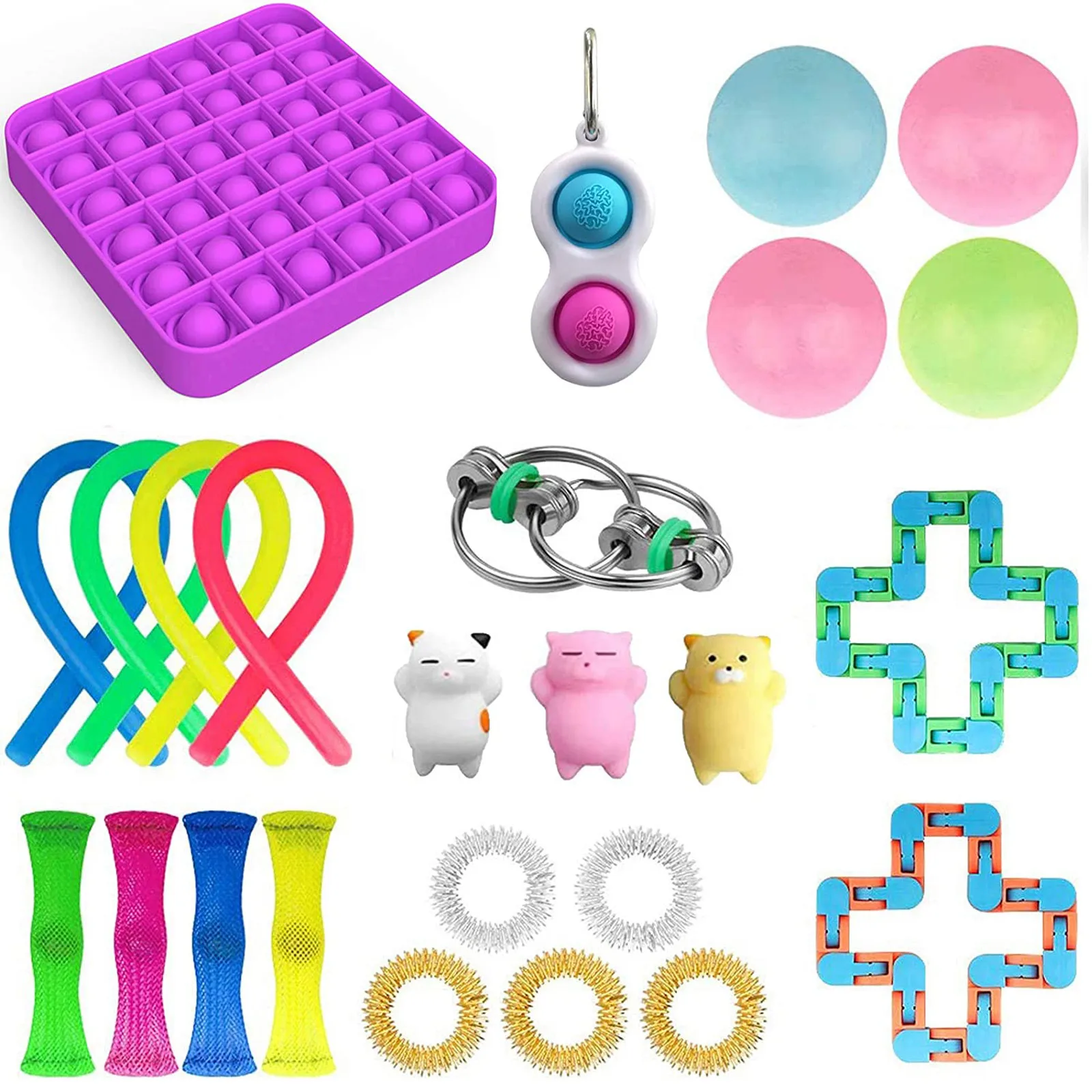 Fidget Toys Set Anti Stress Push Box Strings Marble Relief Gift Adults ...