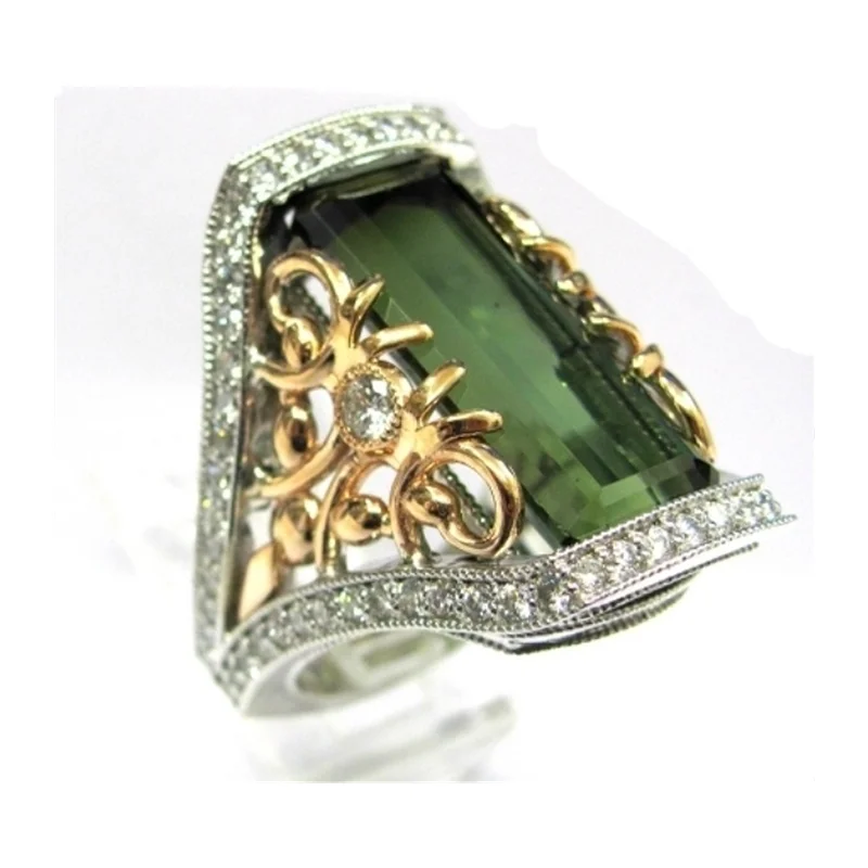 Vintage Women Rings Green Crystal Rings Wedding Engagement Bands ...