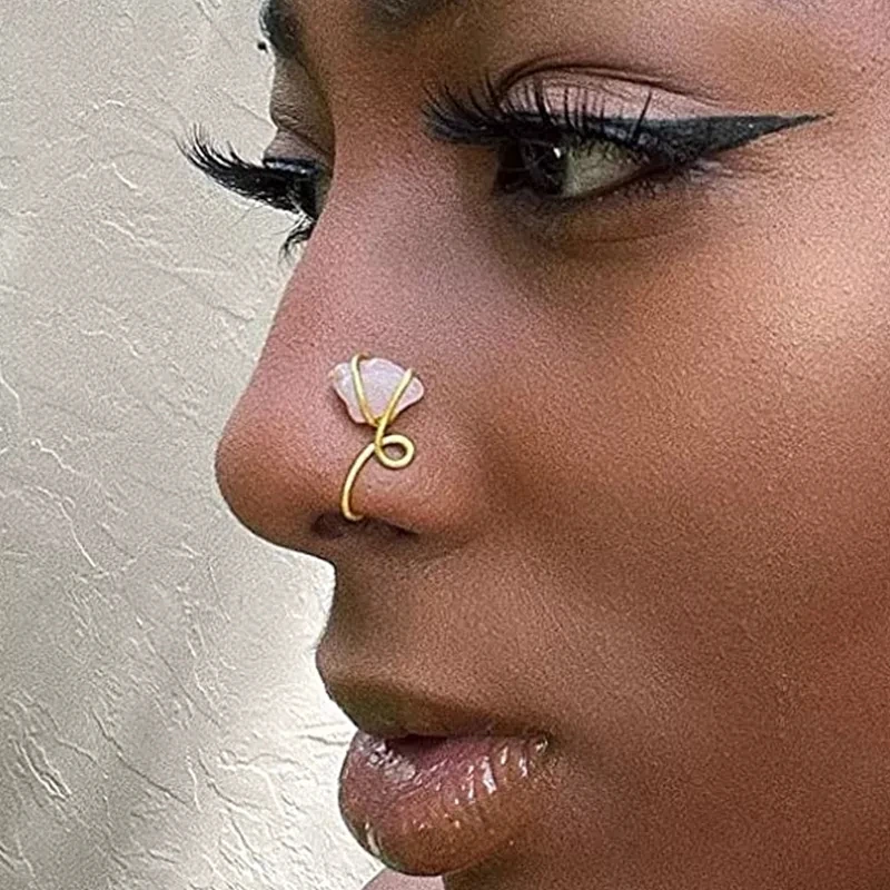 Stone Copper Nose Ring