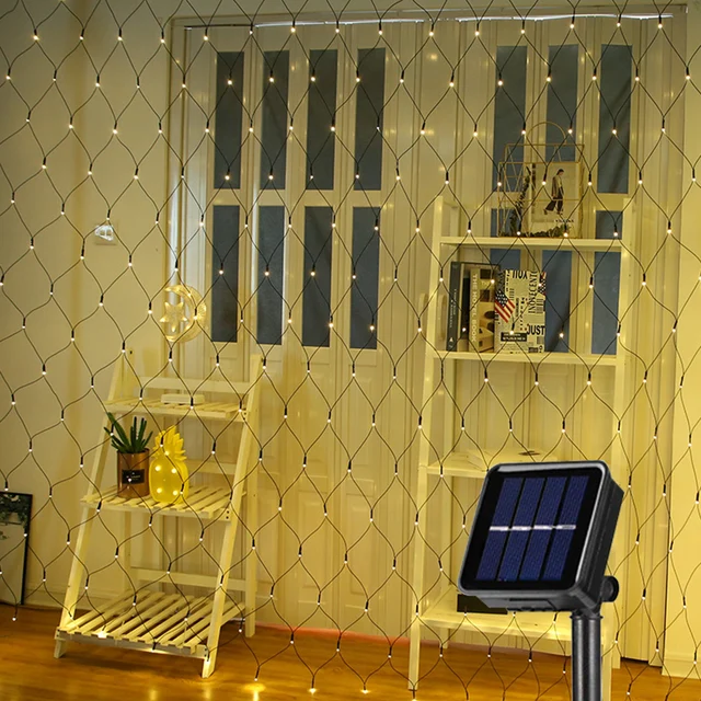 Solar 200 Led Nettó Háló Könnyű Húr Kültéri Vízálló 8 Üzemmód A Kerten ...