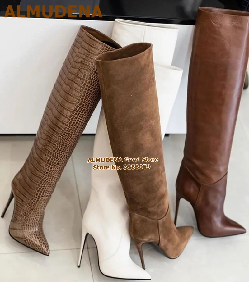 ALMUDENA-Botas-altas-de-couro-fosco-preto-para-mulheres-saltos-stiletto ...