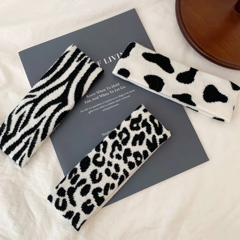 Harajuku-Knitted-Headband-Black-White-Leopard-Panda-Elastic-Sport ...