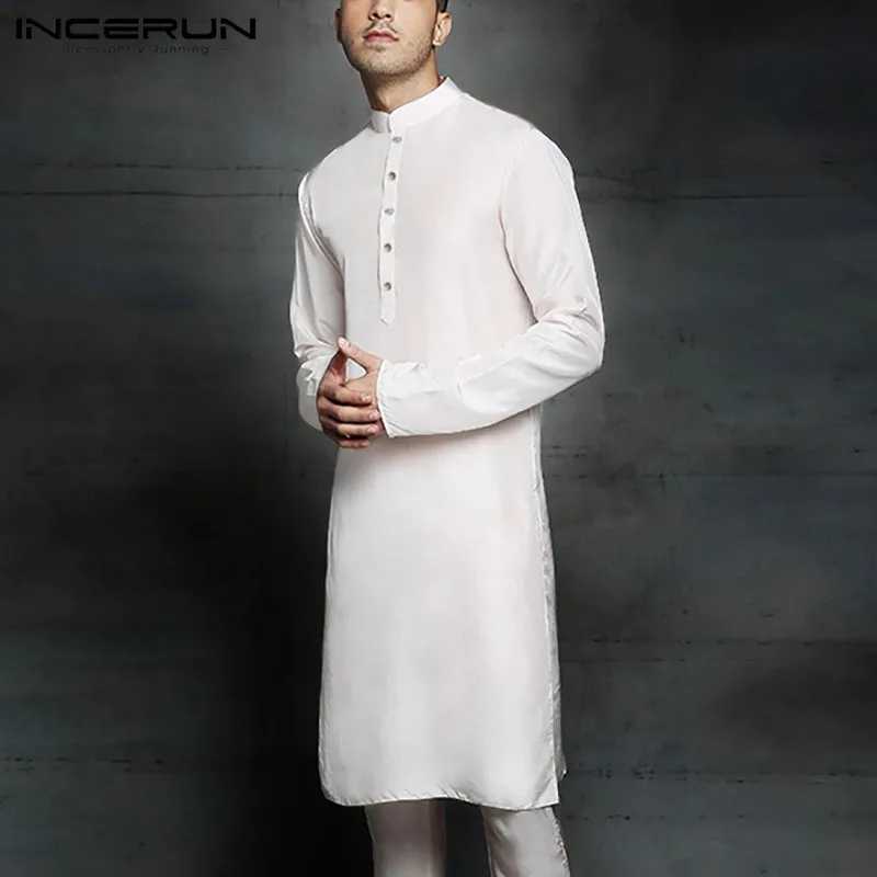 Vintage-Mens-Muslim-Shirts-Solid-Button-Islamic-Blouse-INCERUN-Male ...