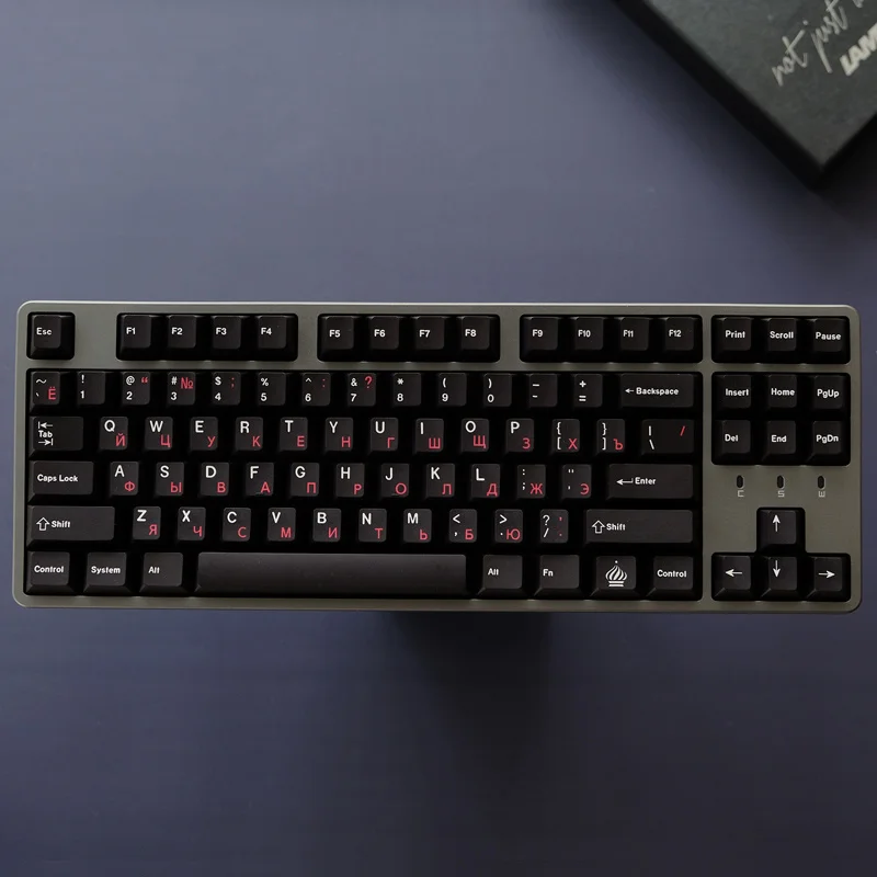 1-Set-GMK-WOB-Red-Cyrillic-Keycaps-PBT-Dye-Subbed-Keycap-Black-Red ...