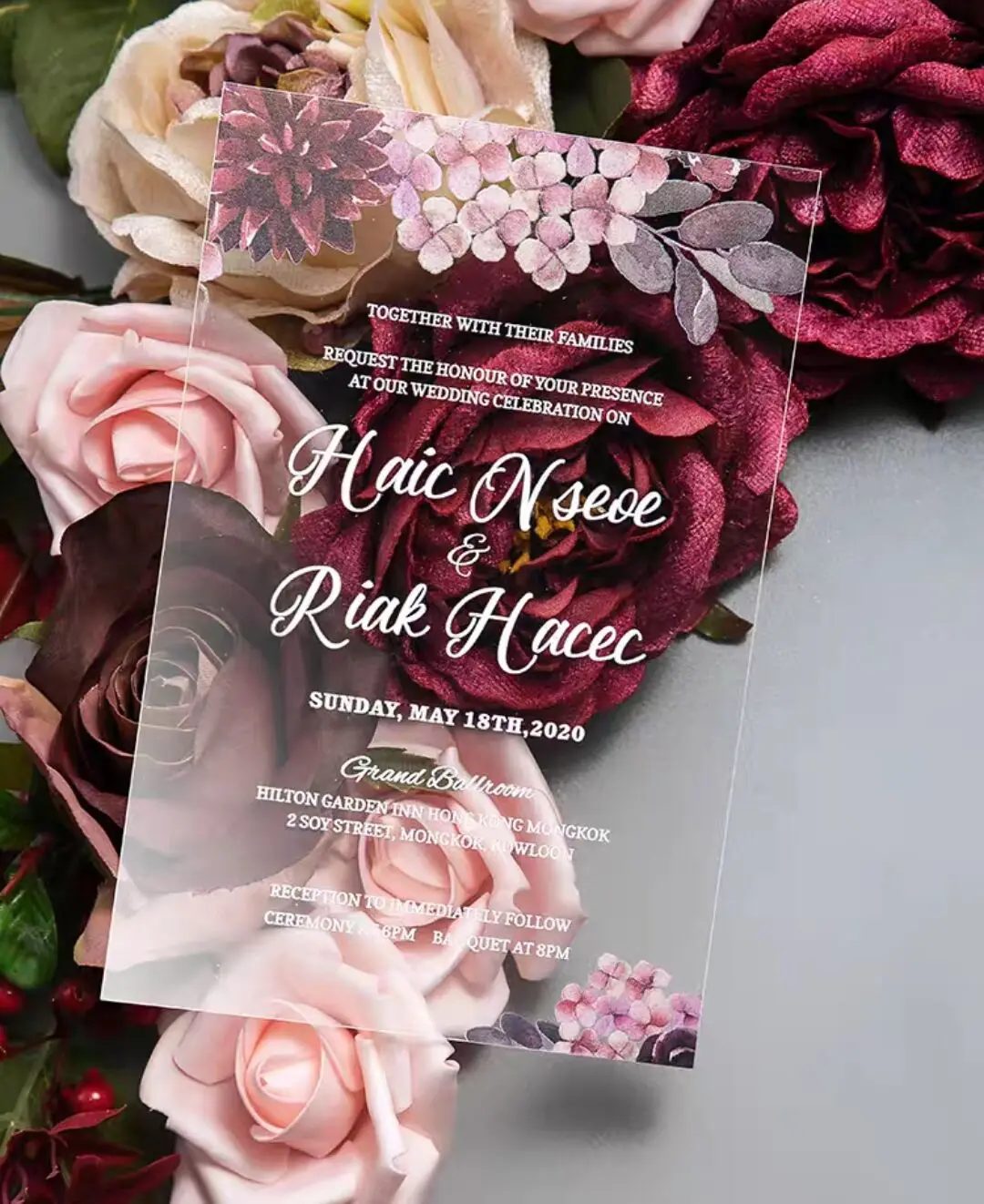 Custom Acrylic Wedding Invitations Floral Wedding Invitation Card ...