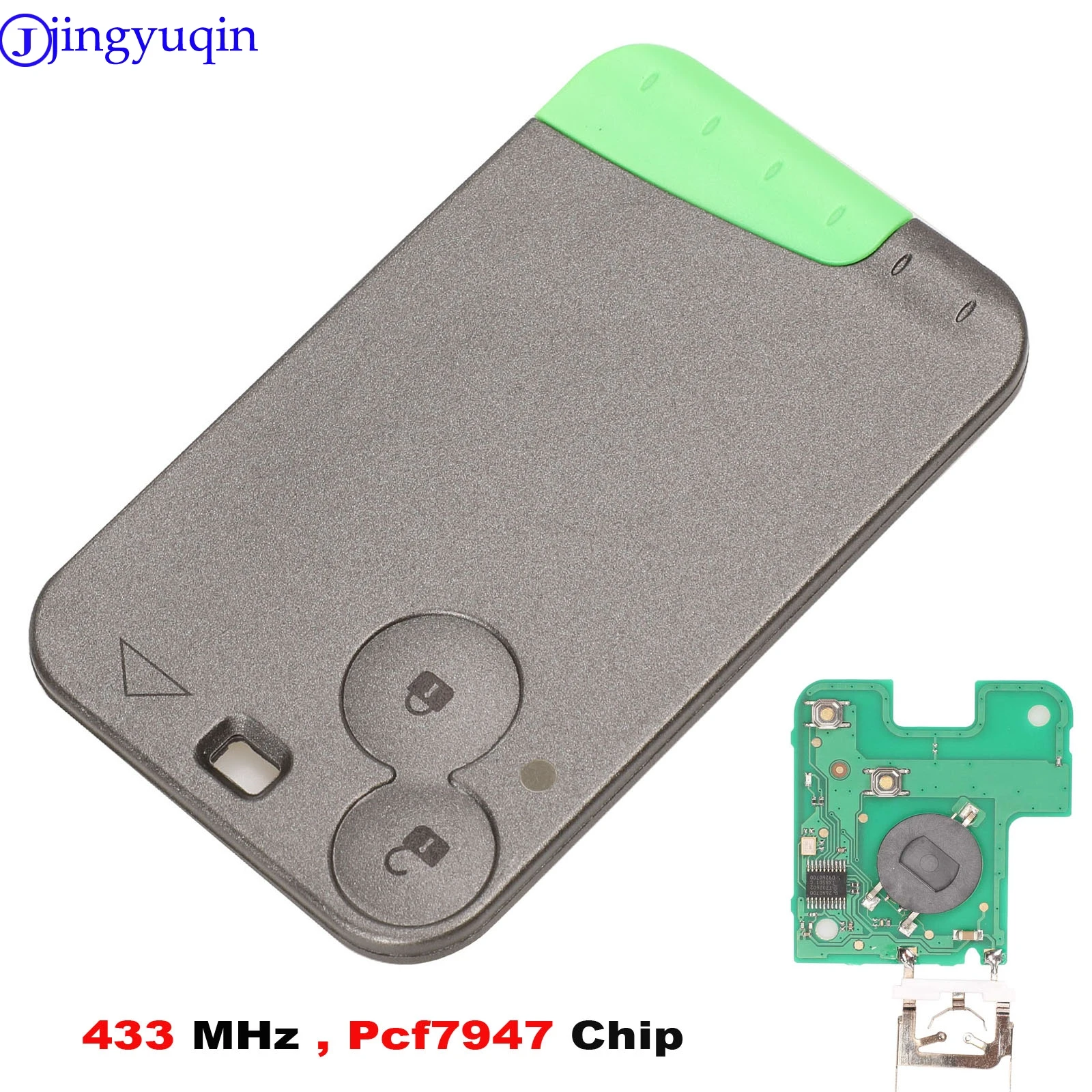 jingyuqin 433 MHz Pcf7947 Chip 2 Button Remote Card Smart Car Key for Renault Laguna with Uncut ...
