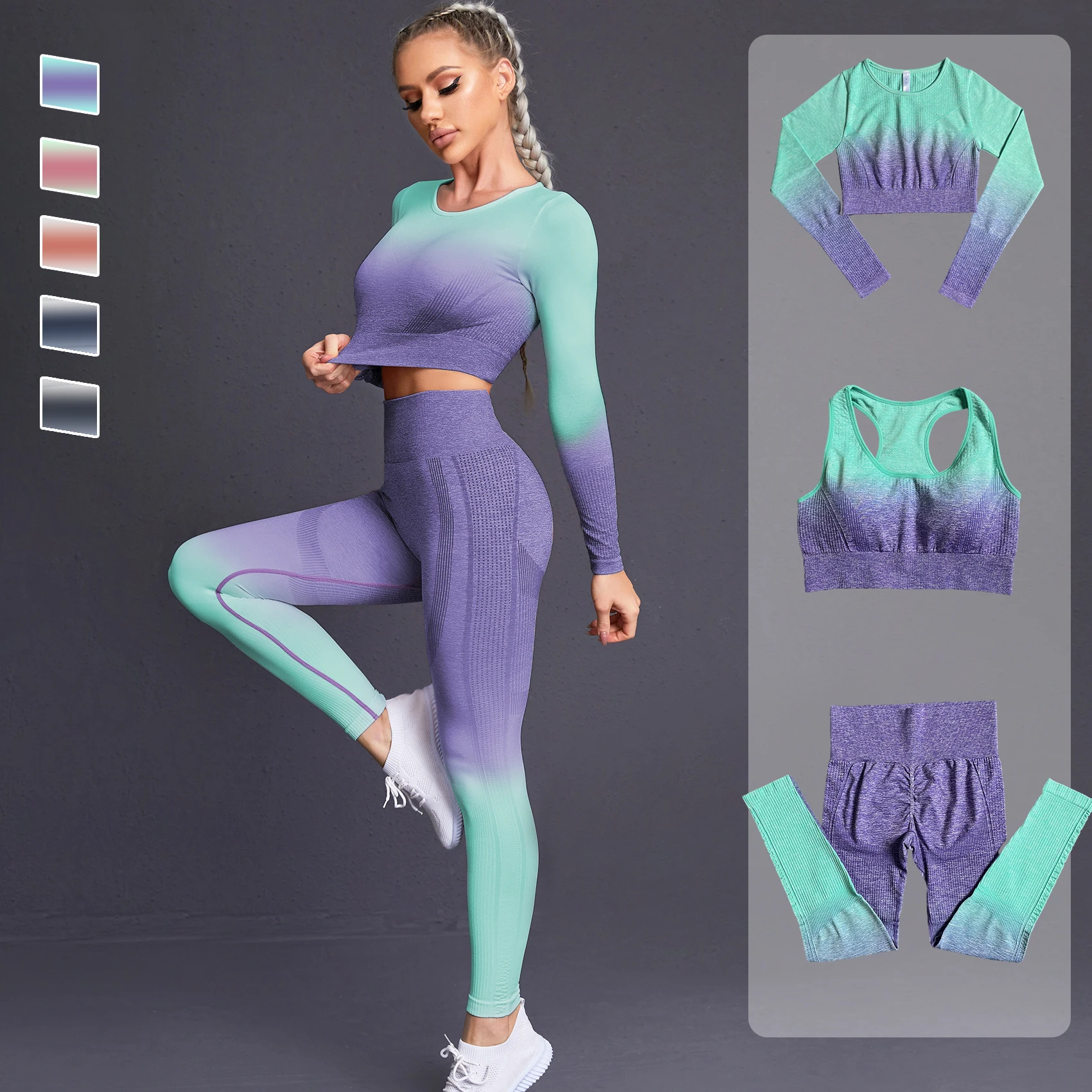 Conjunto de Yoga sin costuras para mujer, ropa deportiva de ...