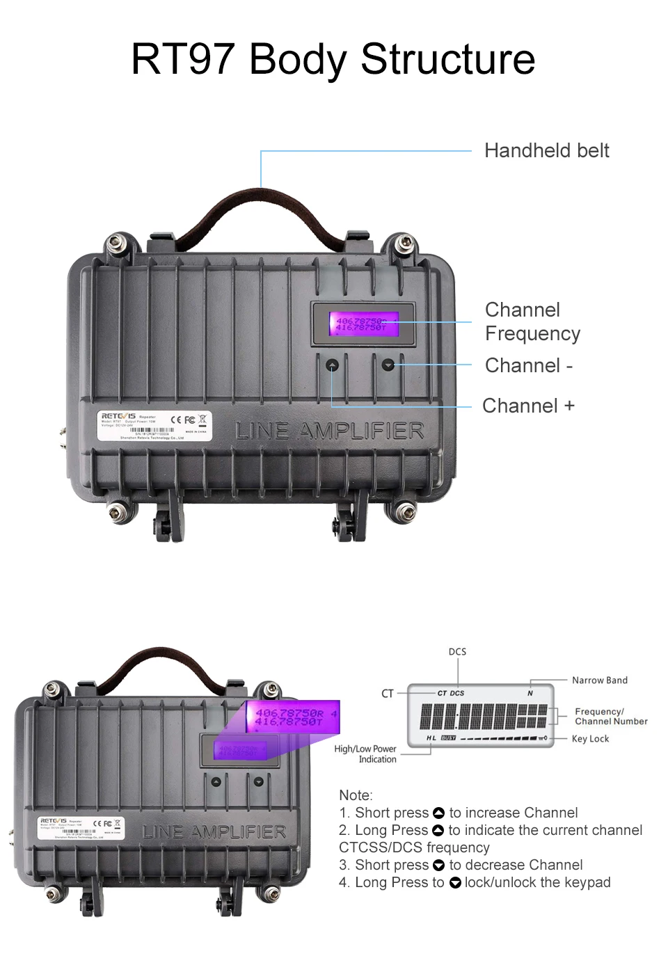 Retevis RT97 10 Вт портативный двухсторонний радио ретранслятор УКВ ...