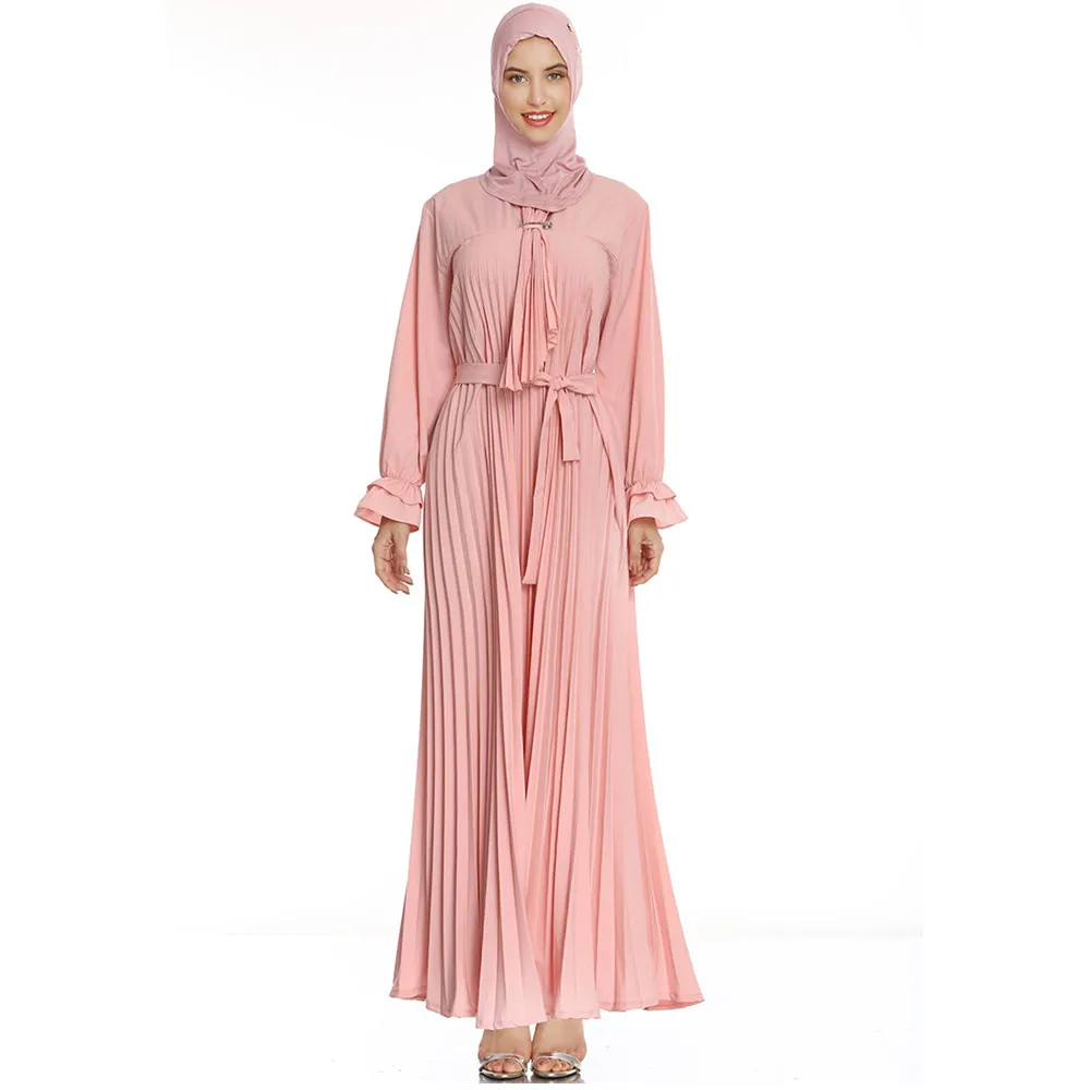 Elegant islamic muslimah robes Dangle pleated muslim abayas female ...